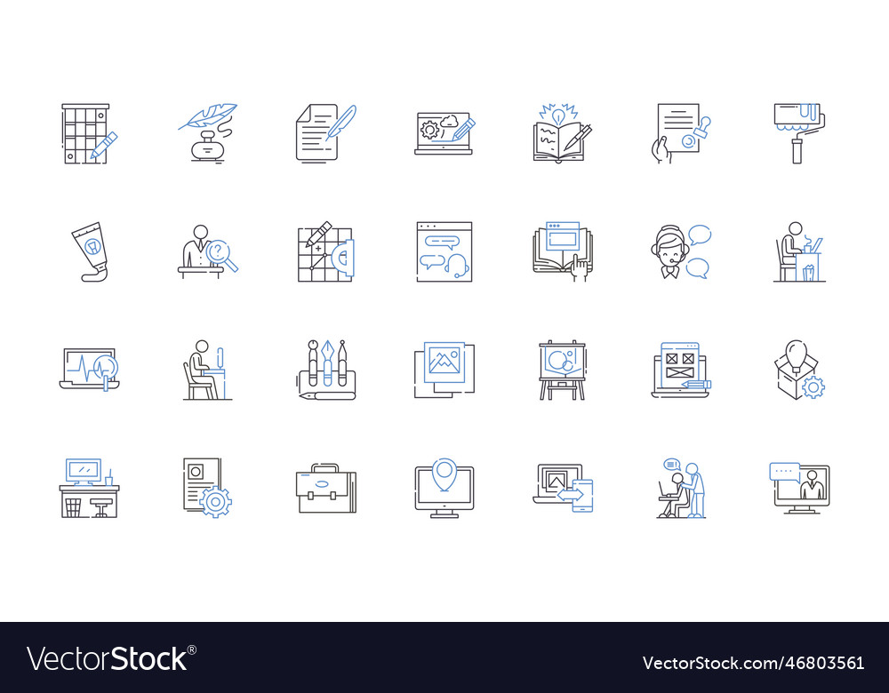 Operational blueprint line icons collection Vector Image Operational blueprint line icons collection Vector Image