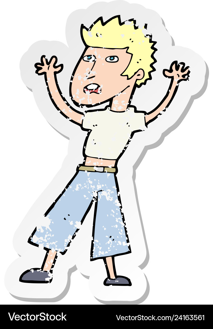 Retro distressed sticker a cartoon man Royalty Free Vector