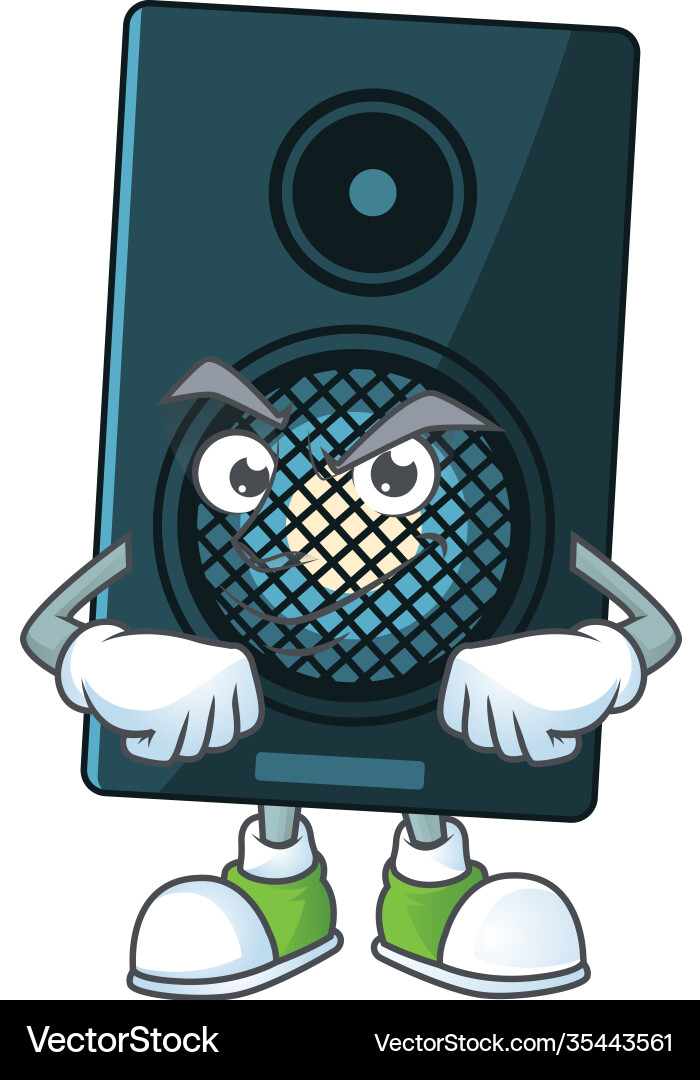 Sound system cartoon character with sneaky face Vector Image