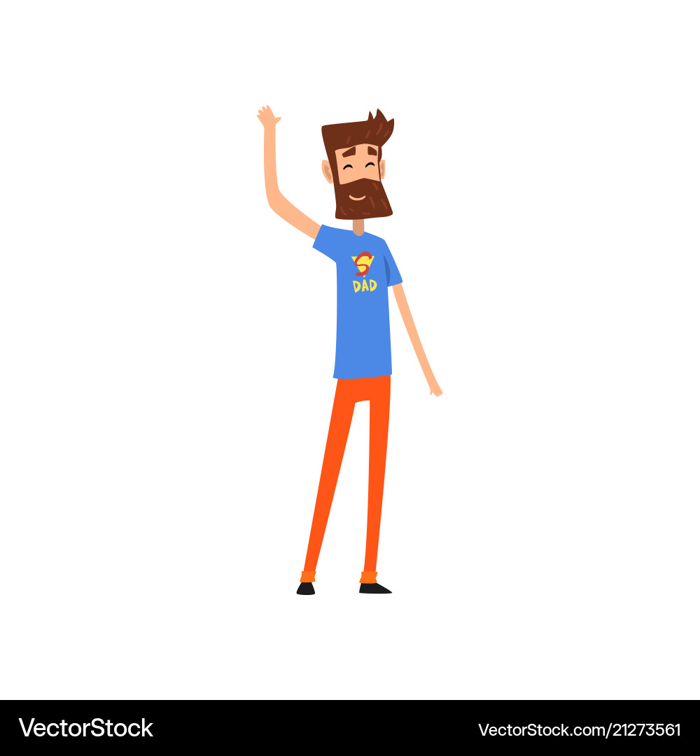Super hero dad character waving his hand Vector Image