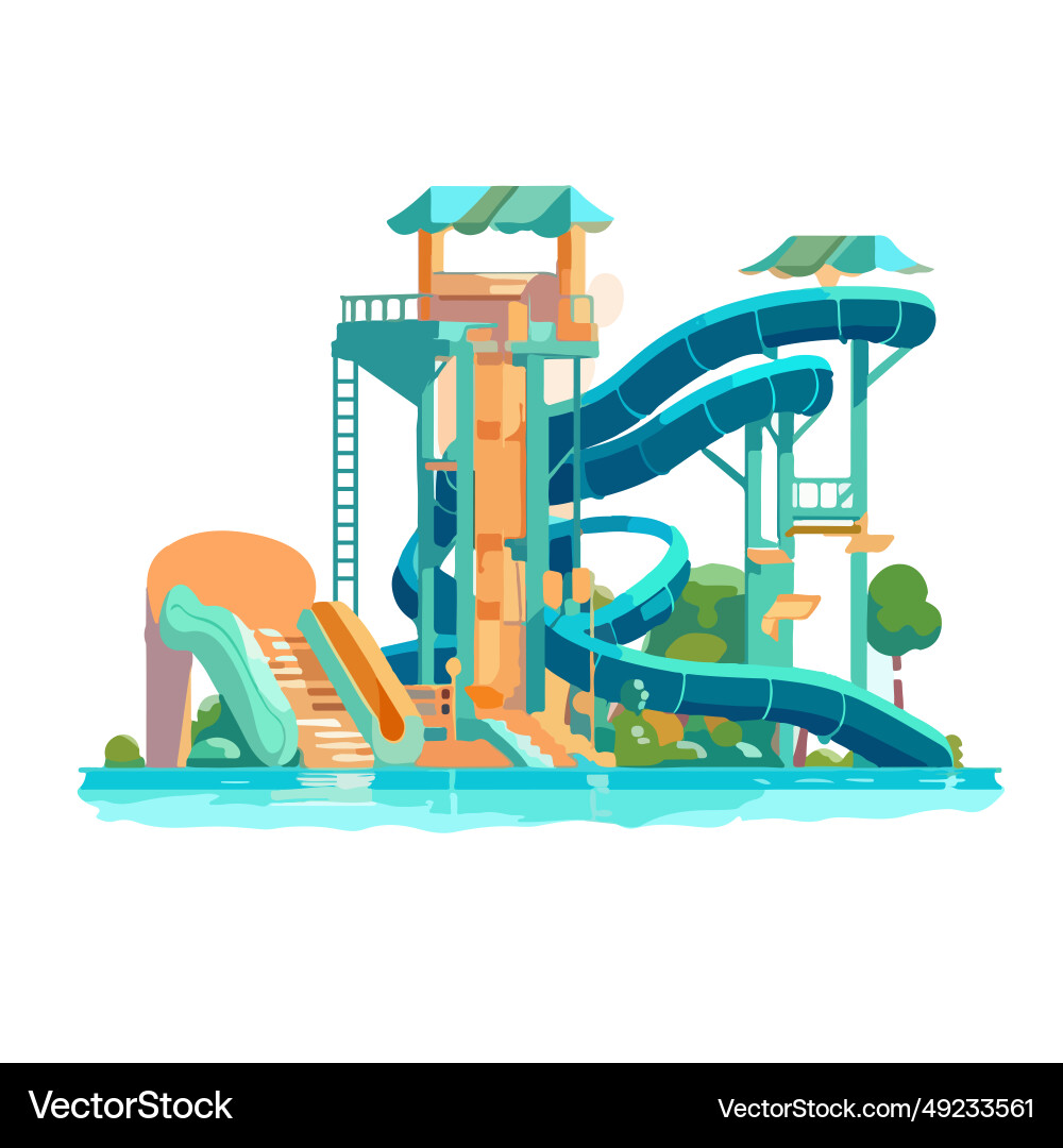Water slide park flat sign art Royalty Free Vector Image