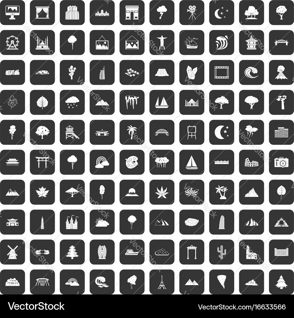 100 view icons set black Royalty Free Vector Image