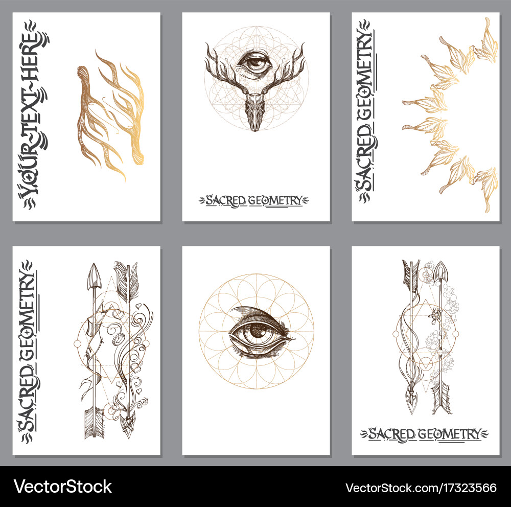 A set cards with style boho posters Royalty Free Vector