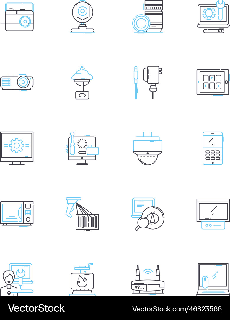 Appliance maintenance linear icons set cleaning Vector Image