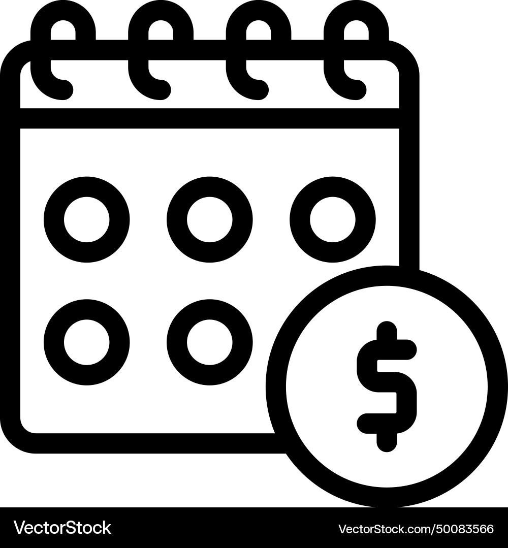 Budgeting event planning icon with black outline Vector Image