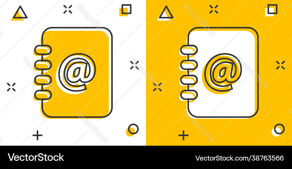 Cartoon address book icon in comic style email Vector Image