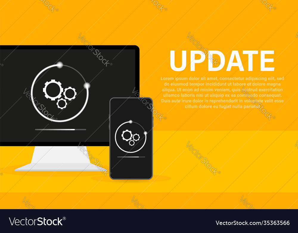 Data update or synchronize with bar process Vector Image