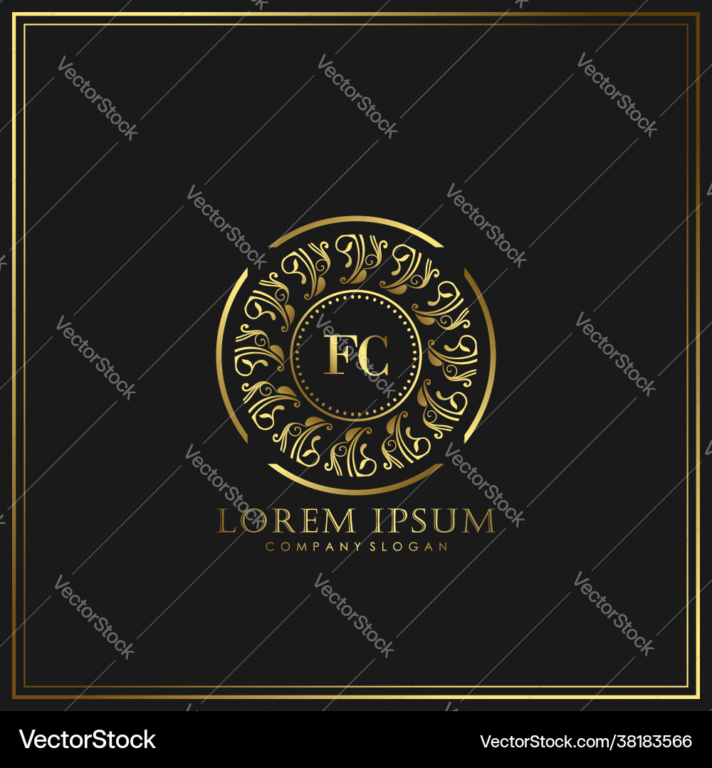 Fc initial letter luxury logo template in art Vector Image