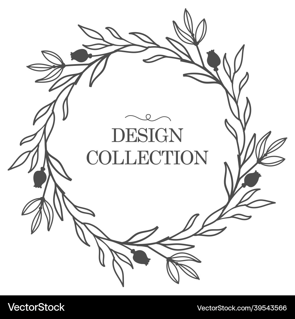 Flower wreath with leaves and branches template Vector Image