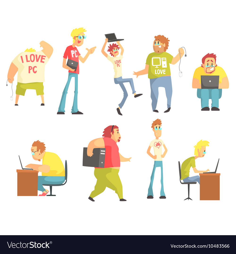 Professional programmers funny characters set Vector Image