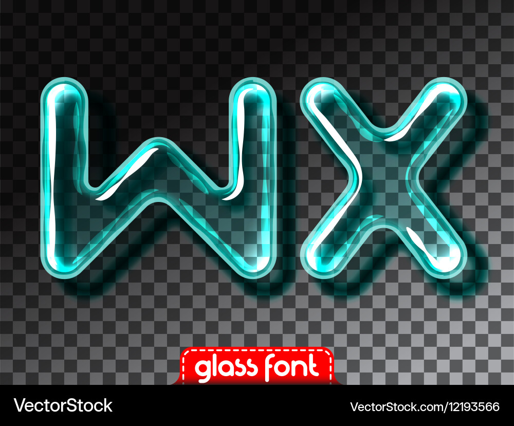 Realistic glass alphabet font Royalty Free Vector Image