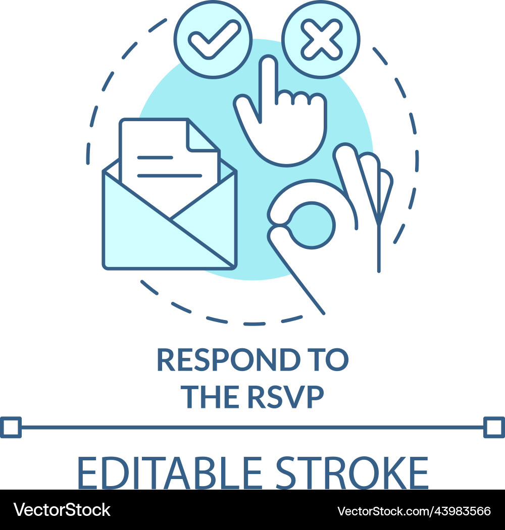 Respond to rsvp turquoise concept icon Royalty Free Vector