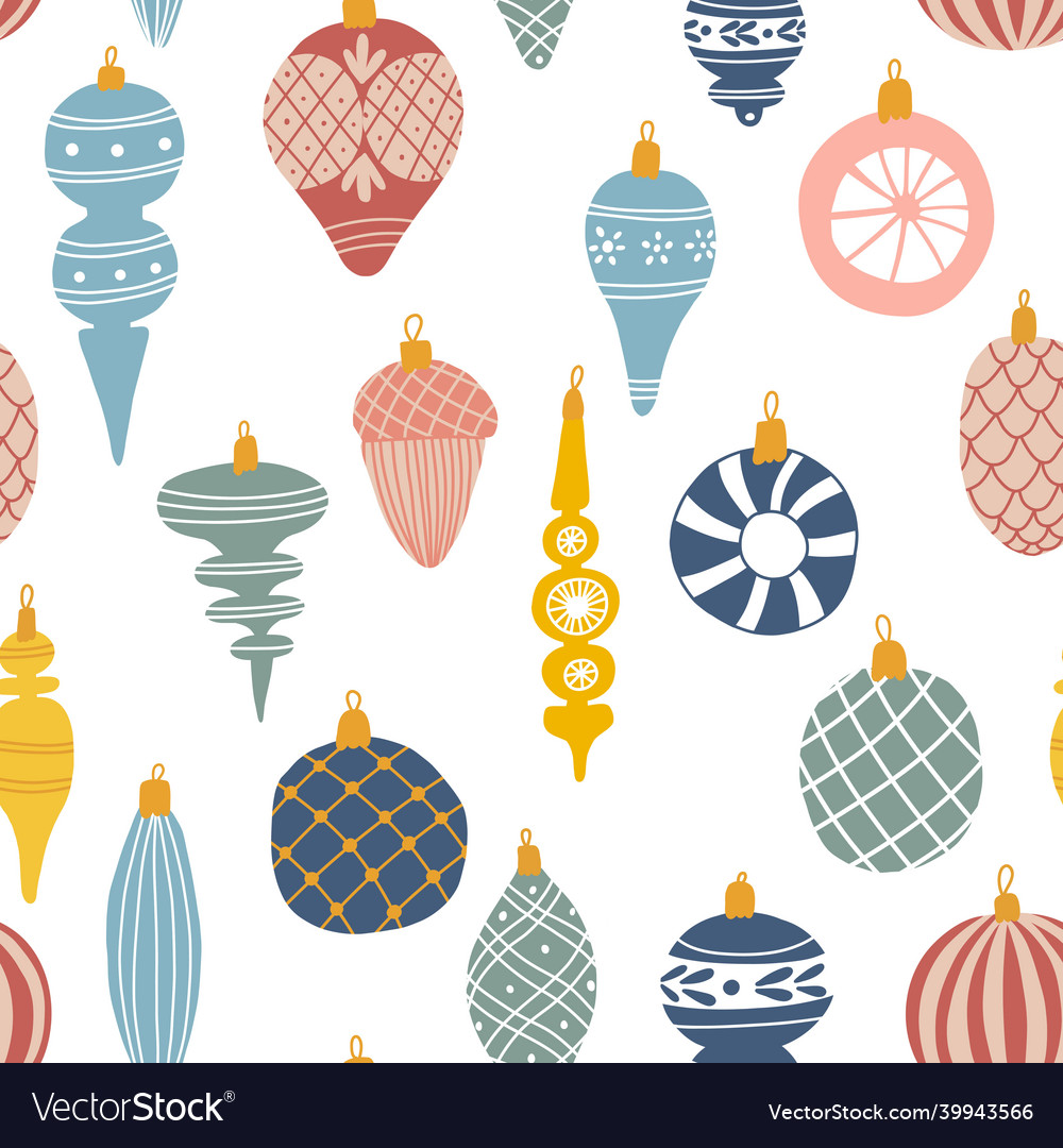 Seamless pattern with colorful christmas ornaments