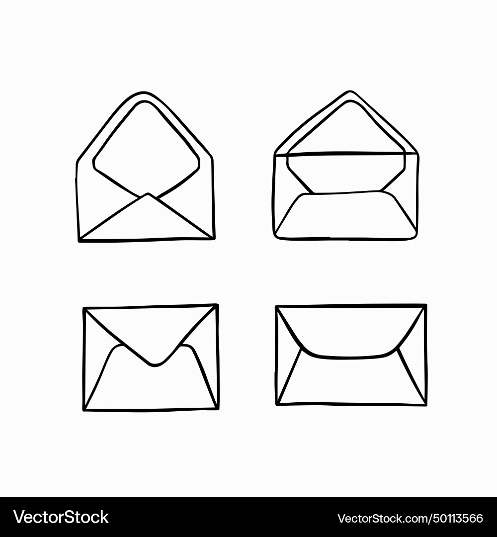 Set of open and closed envelopes Royalty Free Vector Image