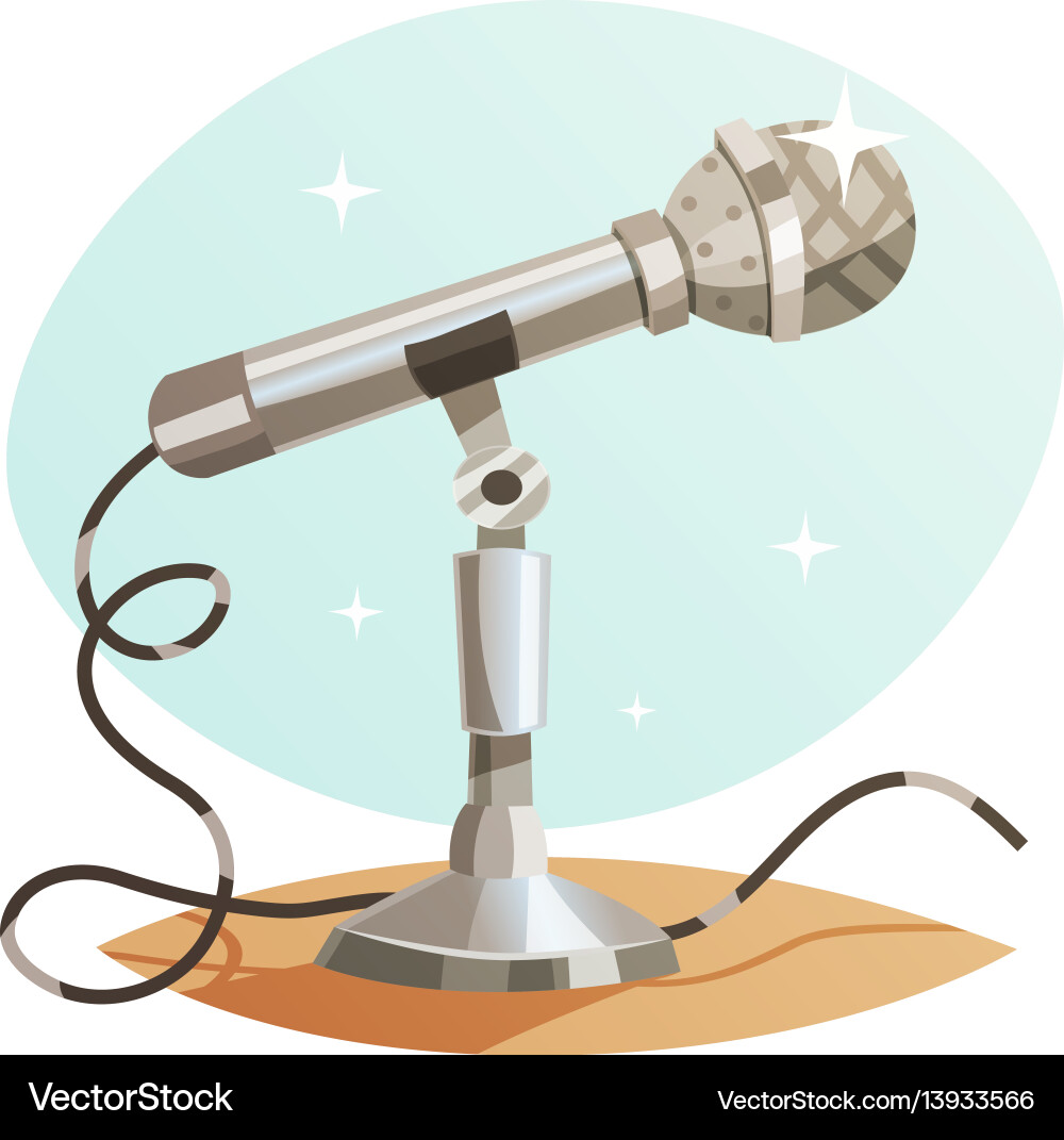 Vintage metal microphone isolated Royalty Free Vector Image