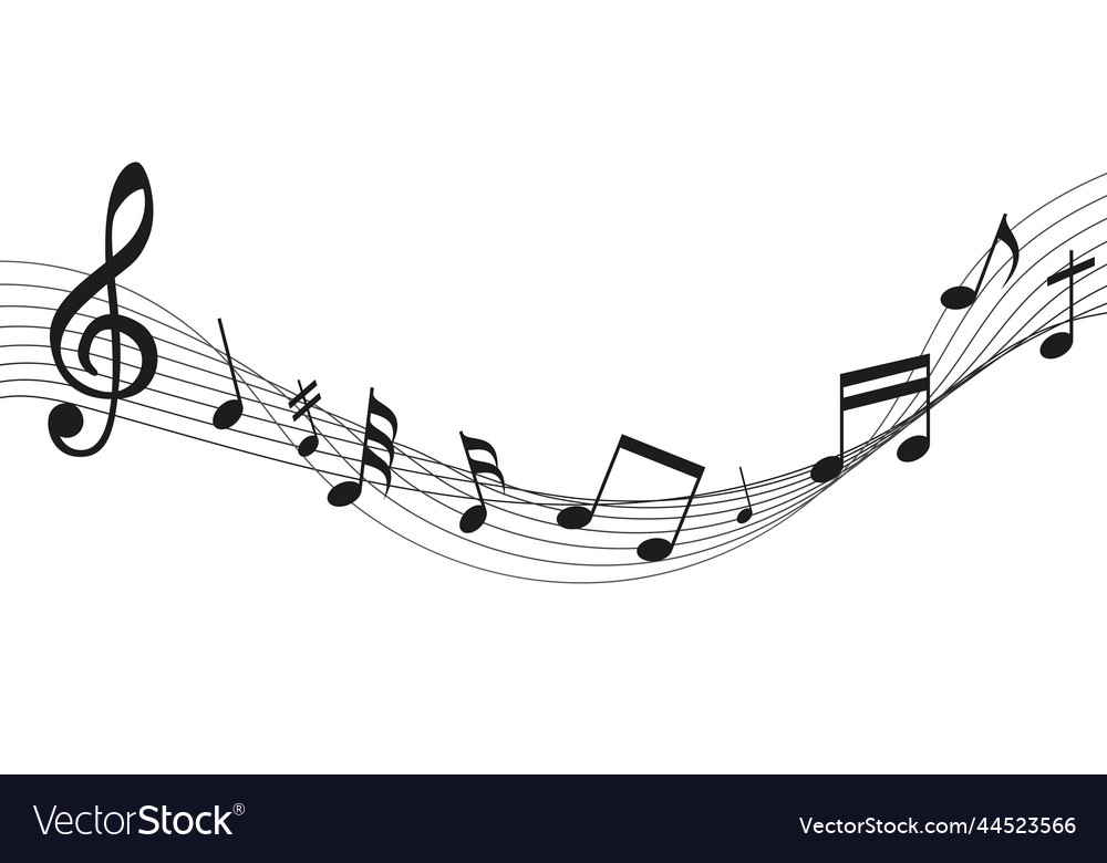 Wave note pattern nature lines with notes Vector Image