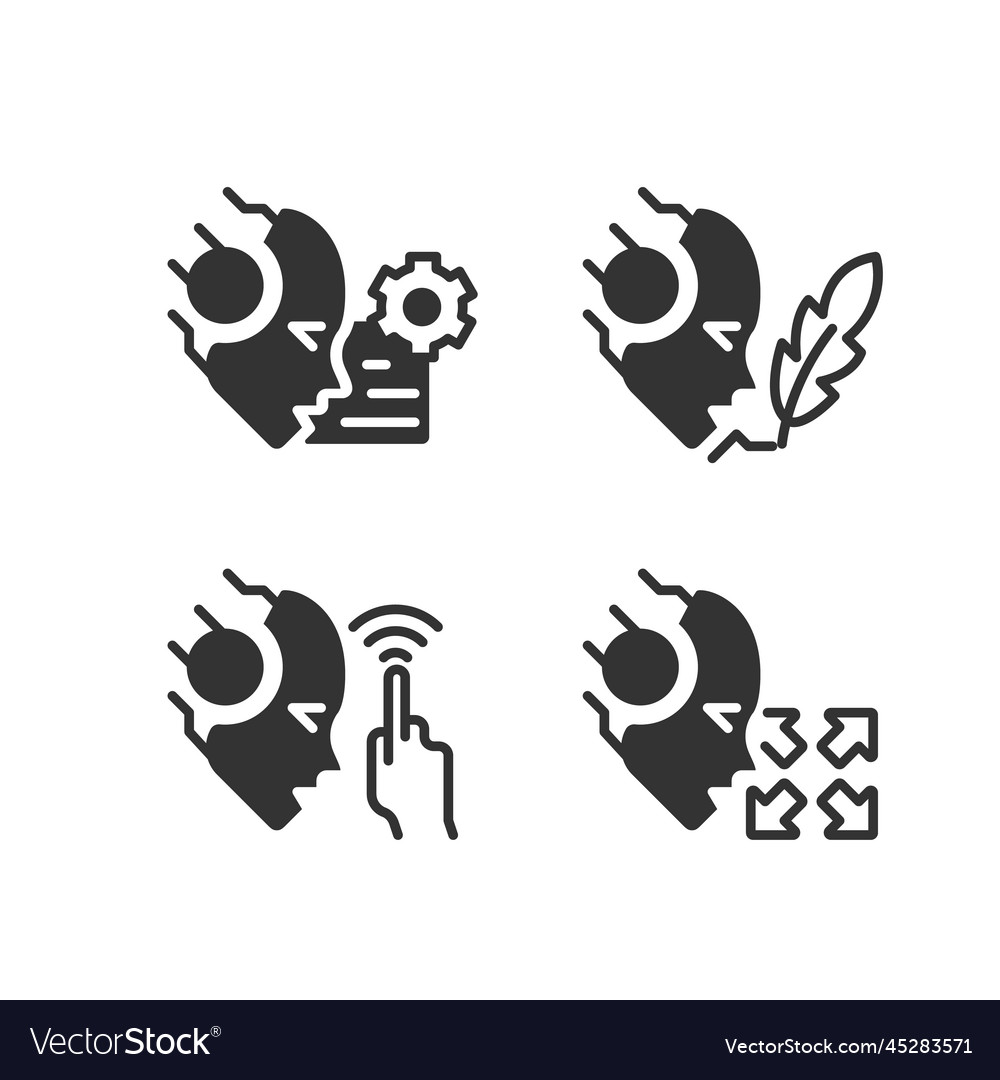 Artificial intelligence capabilities black linear Vector Image