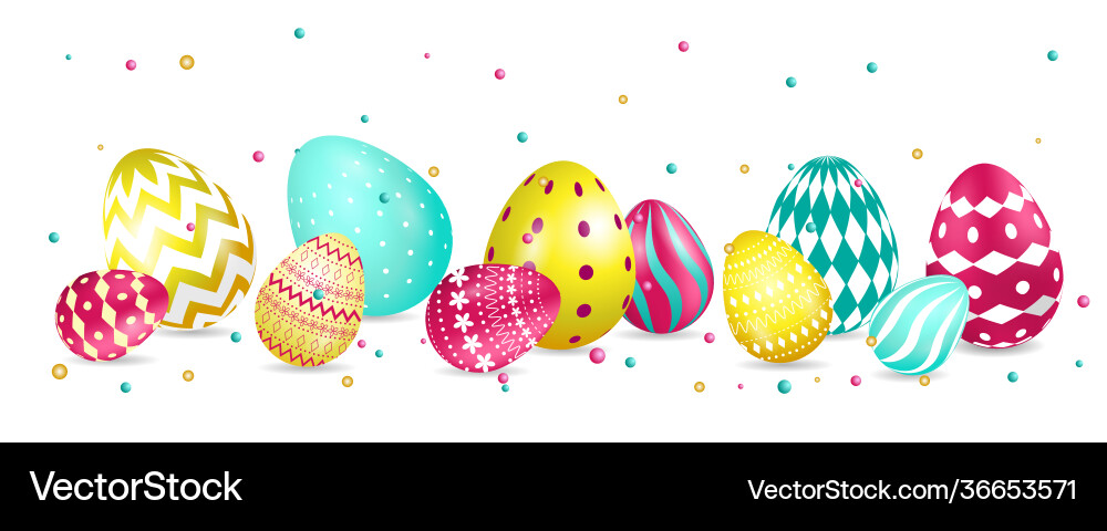 Brightly colored easter 3d eggs Royalty Free Vector Image