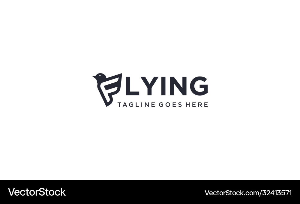 Creative simple and modern f letter with flying Vector Image