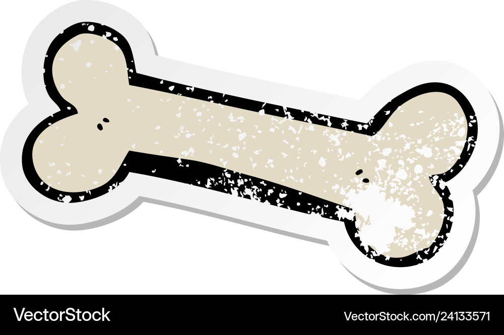 Distressed sticker of a cartoon bone Royalty Free Vector