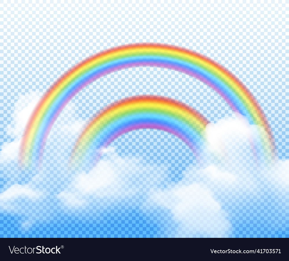 Double rainbow realistic composition Royalty Free Vector