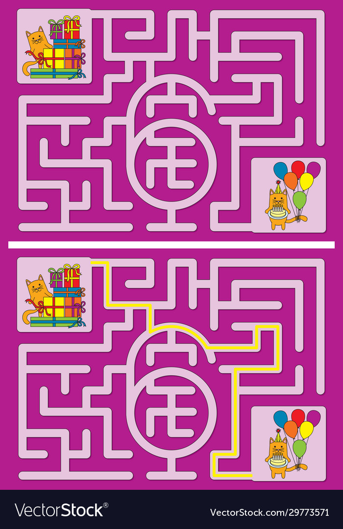 Easy cat maze - learning number 3 Royalty Free Vector Image