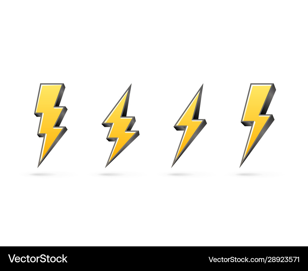 Electric lightning set icons on a white Royalty Free Vector
