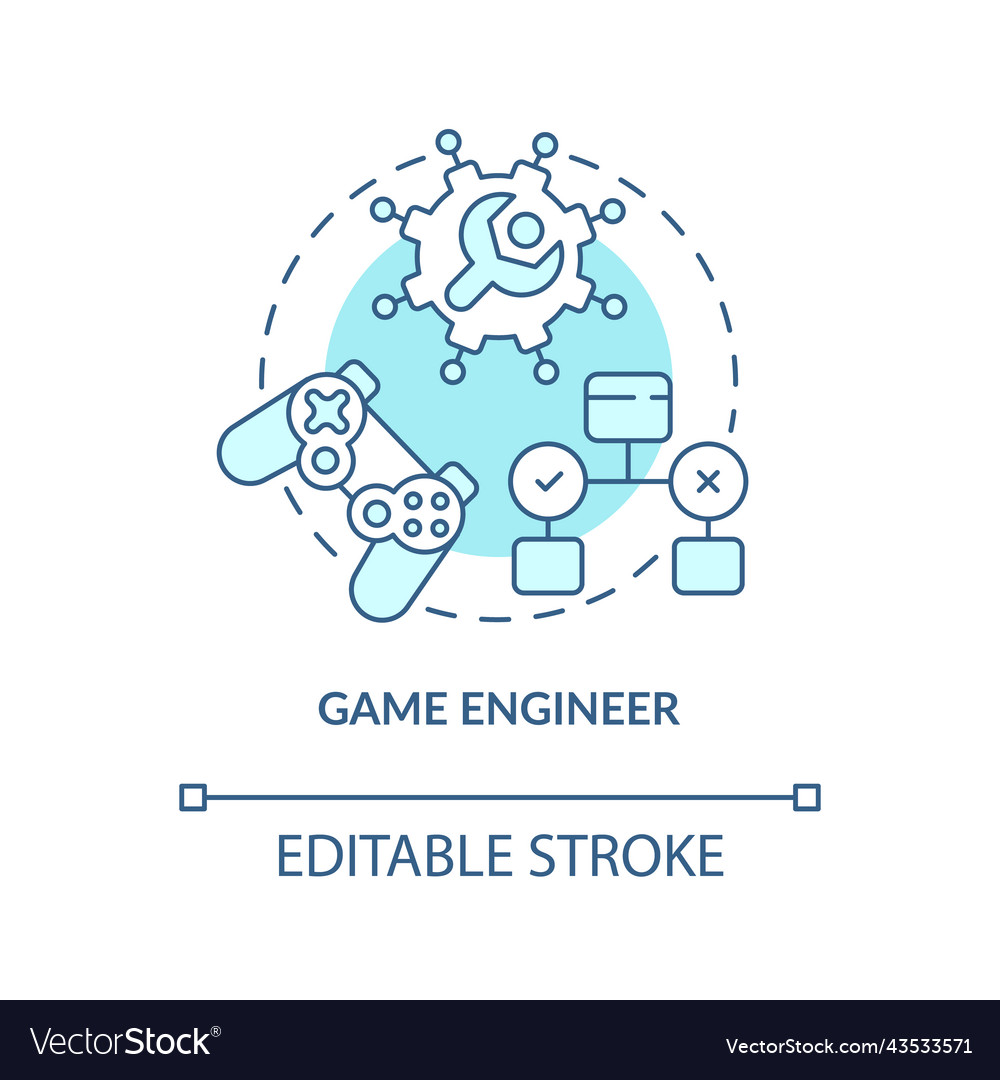 Game engineer turquoise concept icon Royalty Free Vector Game engineer turquoise concept icon Royalty Free Vector