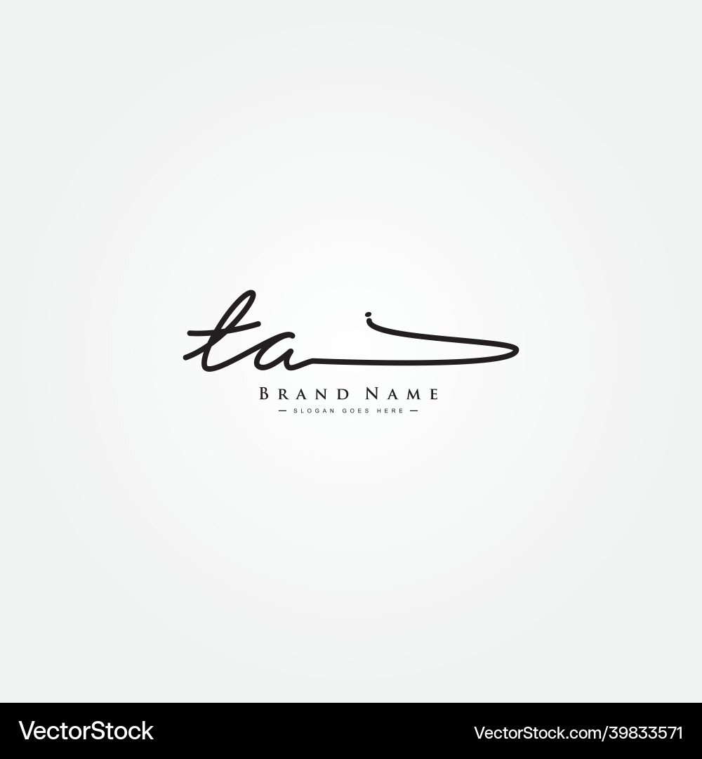 Initial letter ta logo handwritten signature Vector Image