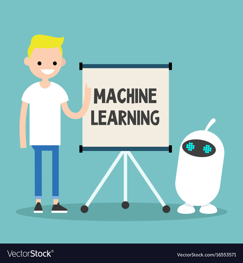 Machine learning conceptual young character Vector Image