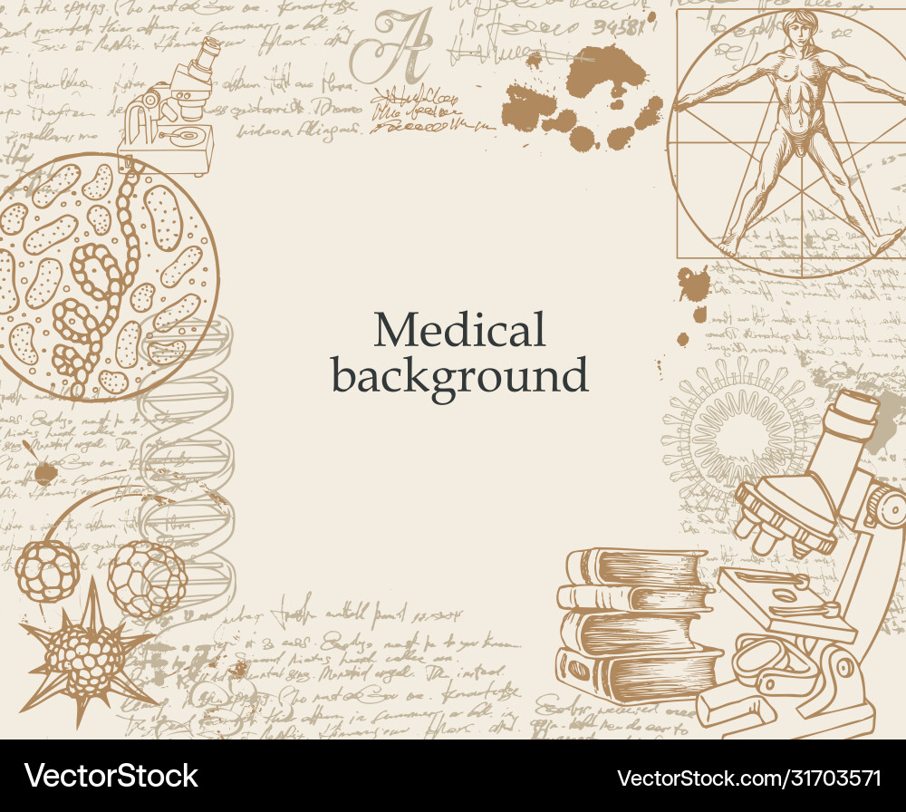 Medical backdrop with drawings and place for text Vector Image