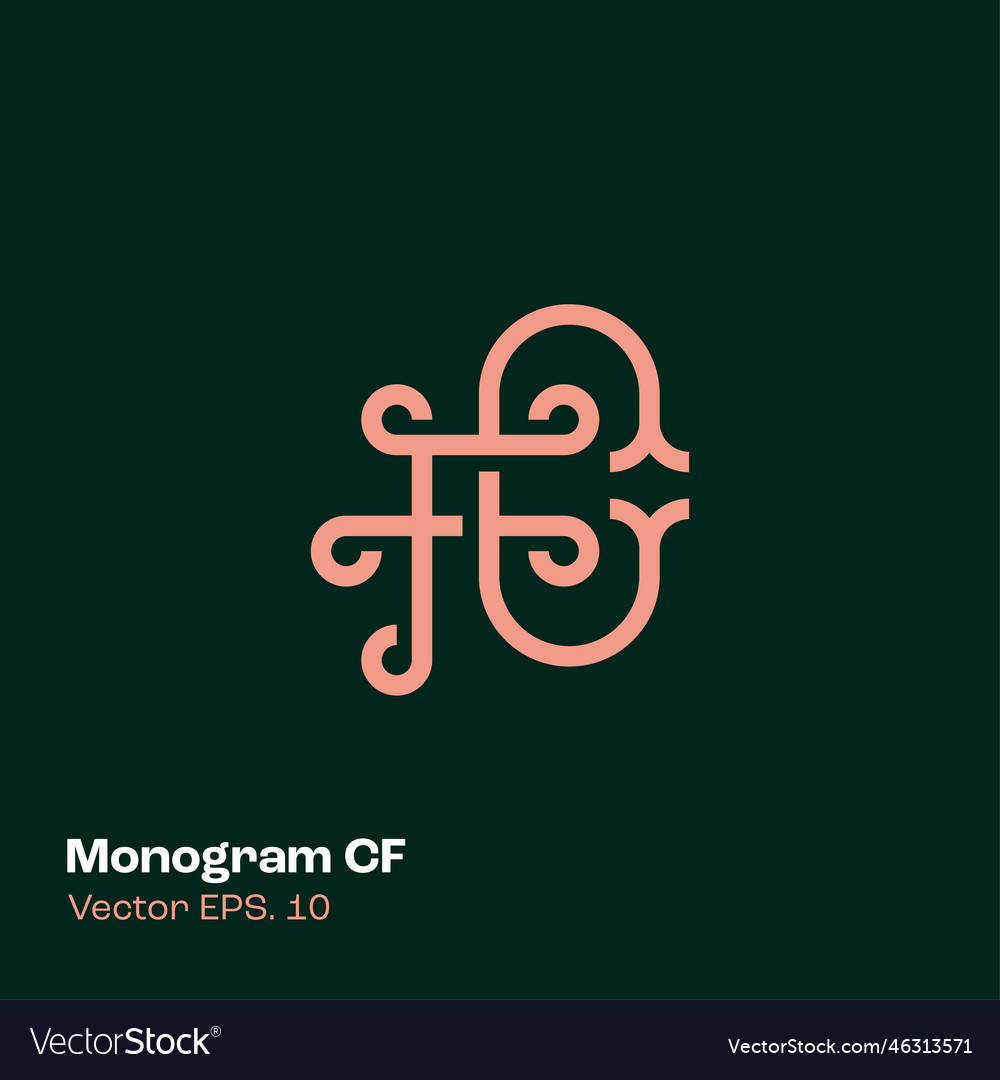 Monogram logo cf Royalty Free Vector Image - VectorStock