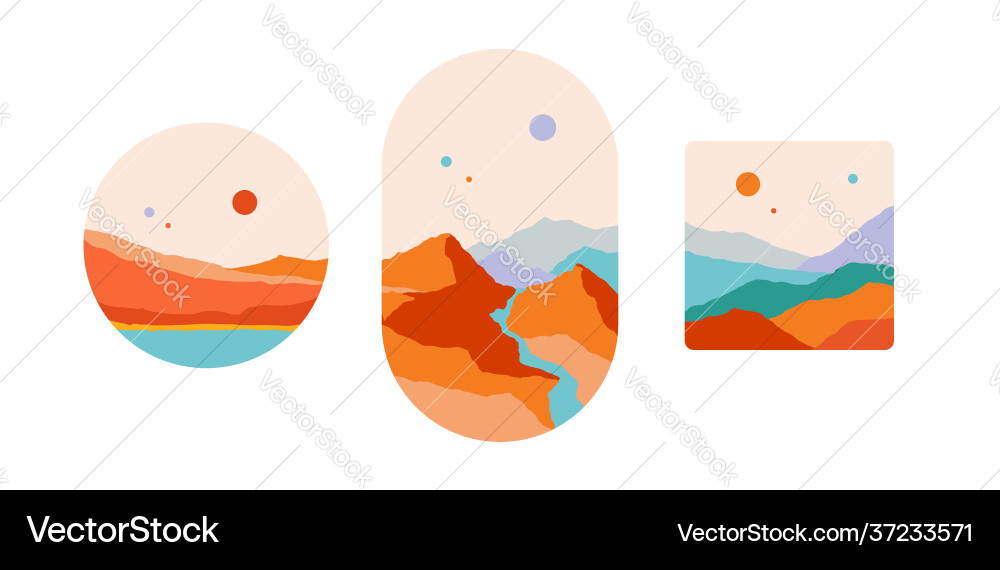 Mountain abstract landscape art print minimalist Vector Image