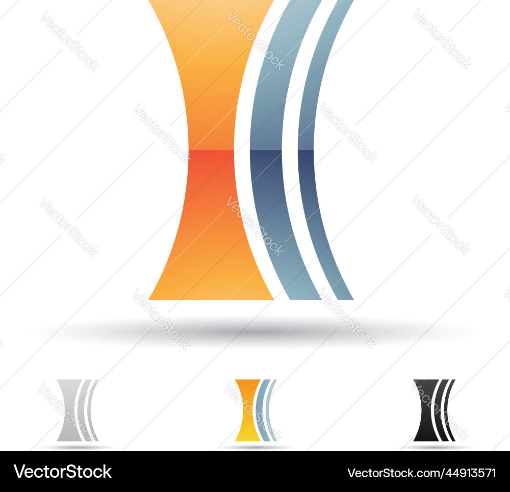 Orange and blue abstract glossy logo icon Vector Image