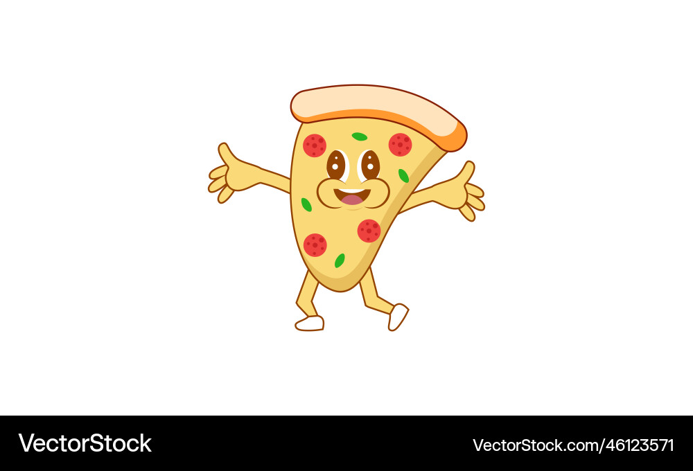 Pizza in retro cartoon style Royalty Free Vector Image