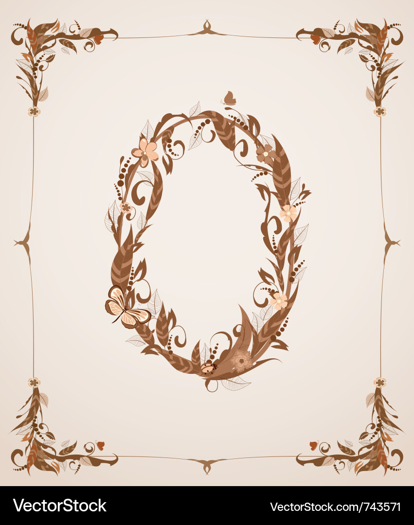 Retro vintage letter number in a frame Royalty Free Vector