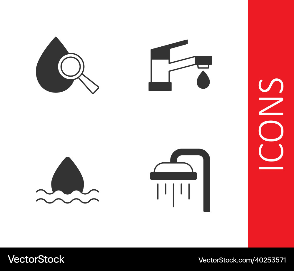 Set shower drop and magnifying glass water drop Vector Image