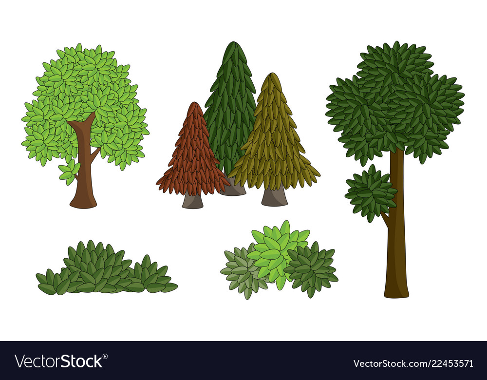 Set various tree Royalty Free Vector Image - VectorStock