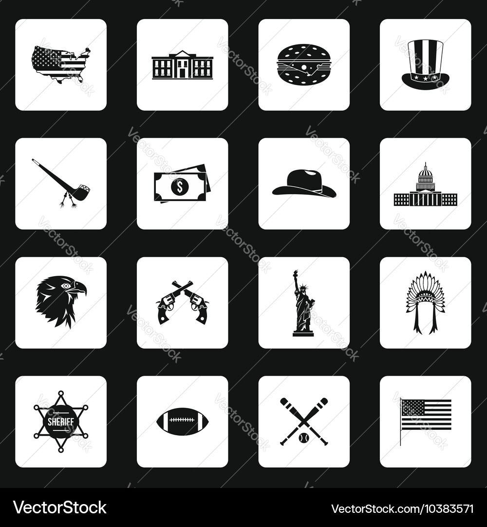 Usa icons set in simple style Royalty Free Vector Image