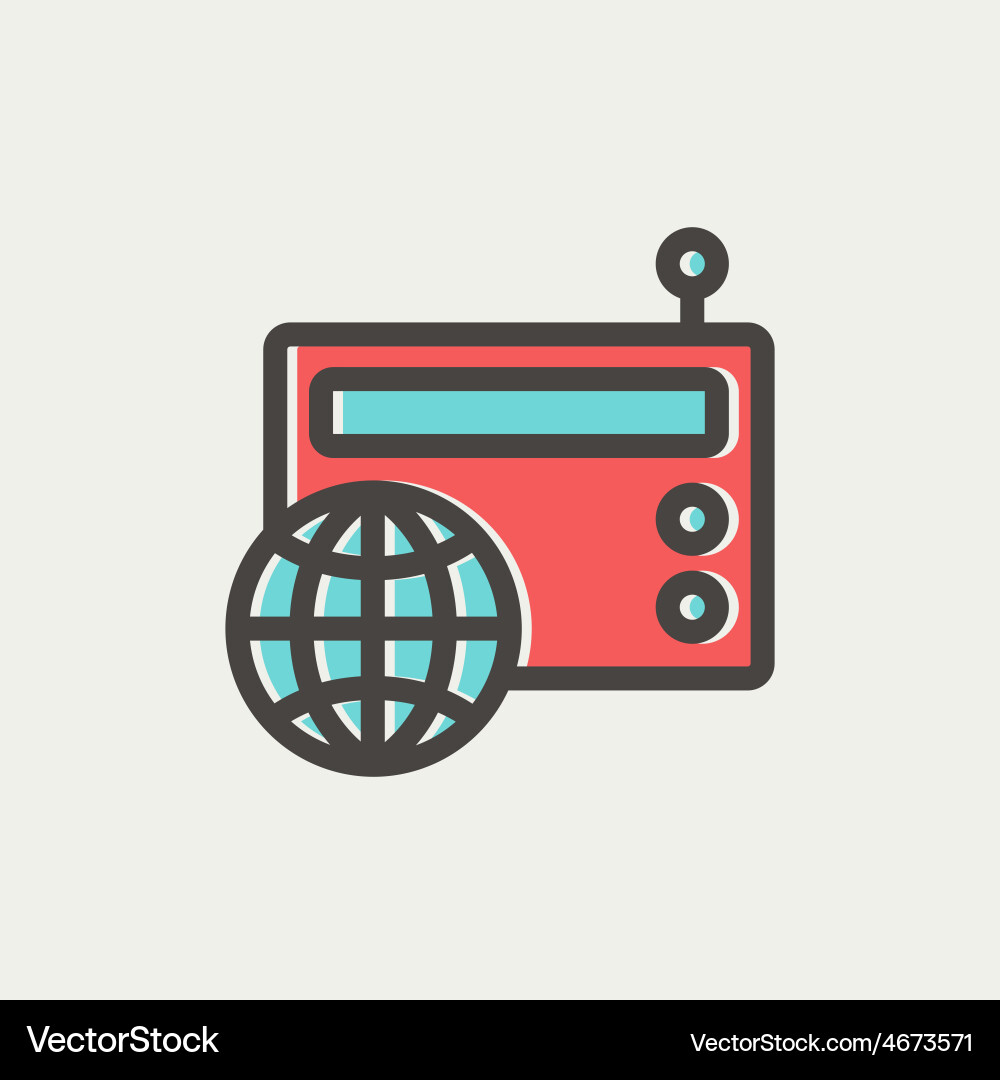 Vintage world radio thin line icon Royalty Free Vector Image