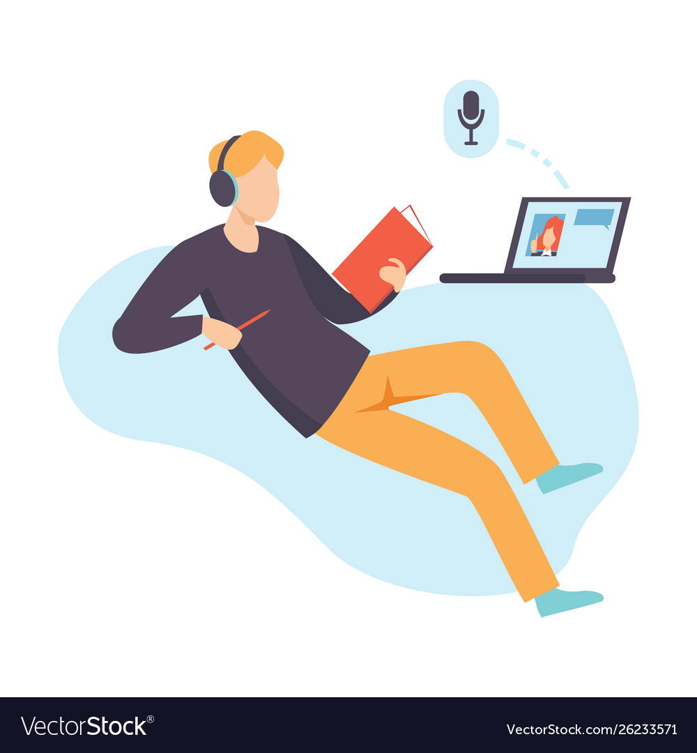 Young man talking online using web camera Vector Image