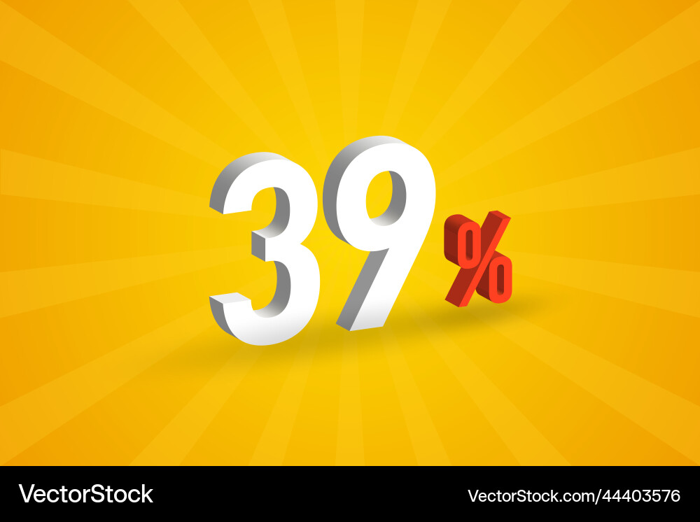 39 discount 3d text for sells and promotion Vector Image