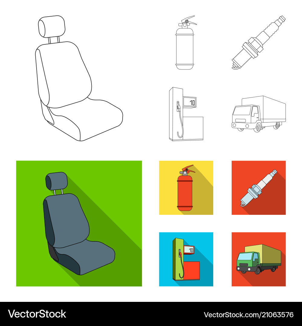 Chair with headrest fire extinguisher car candle Vector Image