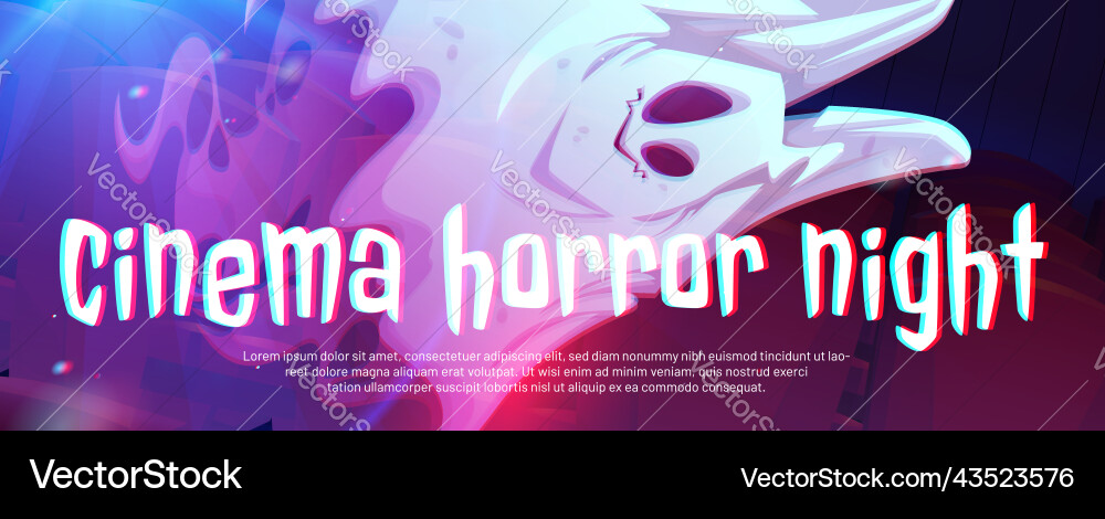 Cinema horror night poster with creepy ghost Vector Image