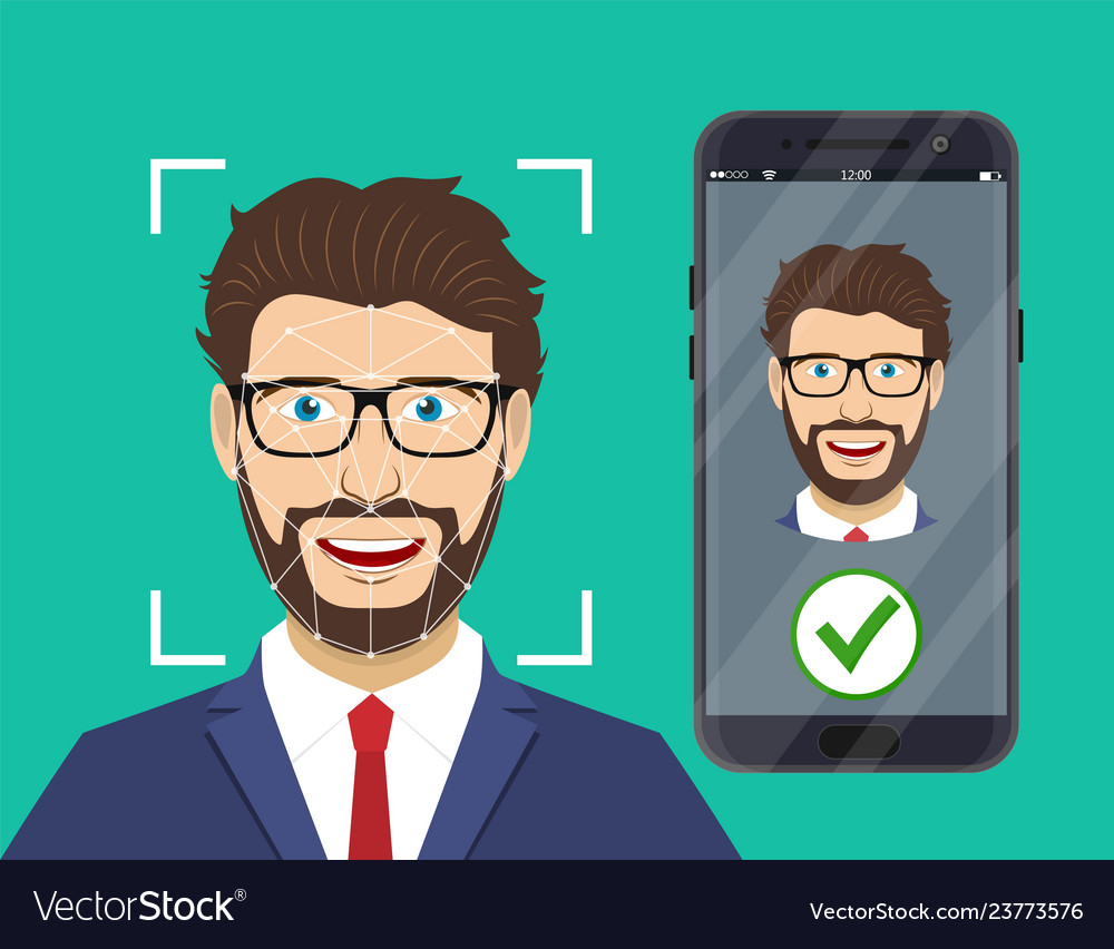 Facial recognition system concept Royalty Free Vector Image