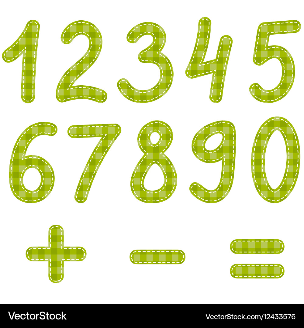 Green textured numbers from zero to nine Vector Image