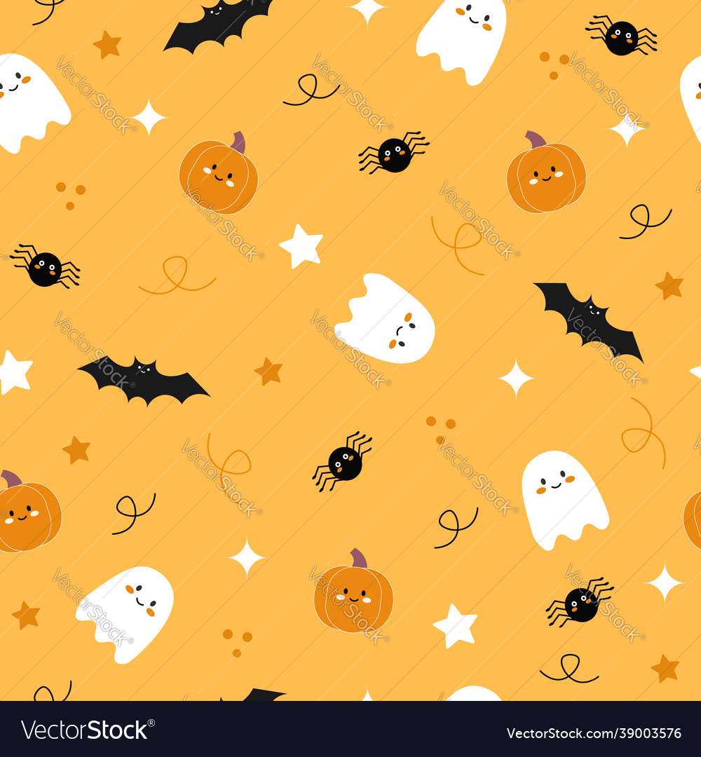 Halloween seamless pattern with ghosts and bats Vector Image