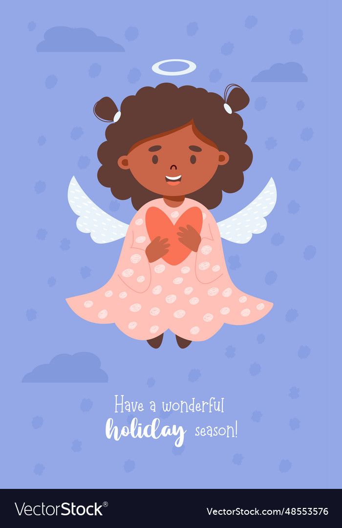 Little christmas angel ethnic black girl Vector Image Little christmas angel ethnic black girl Vector Image