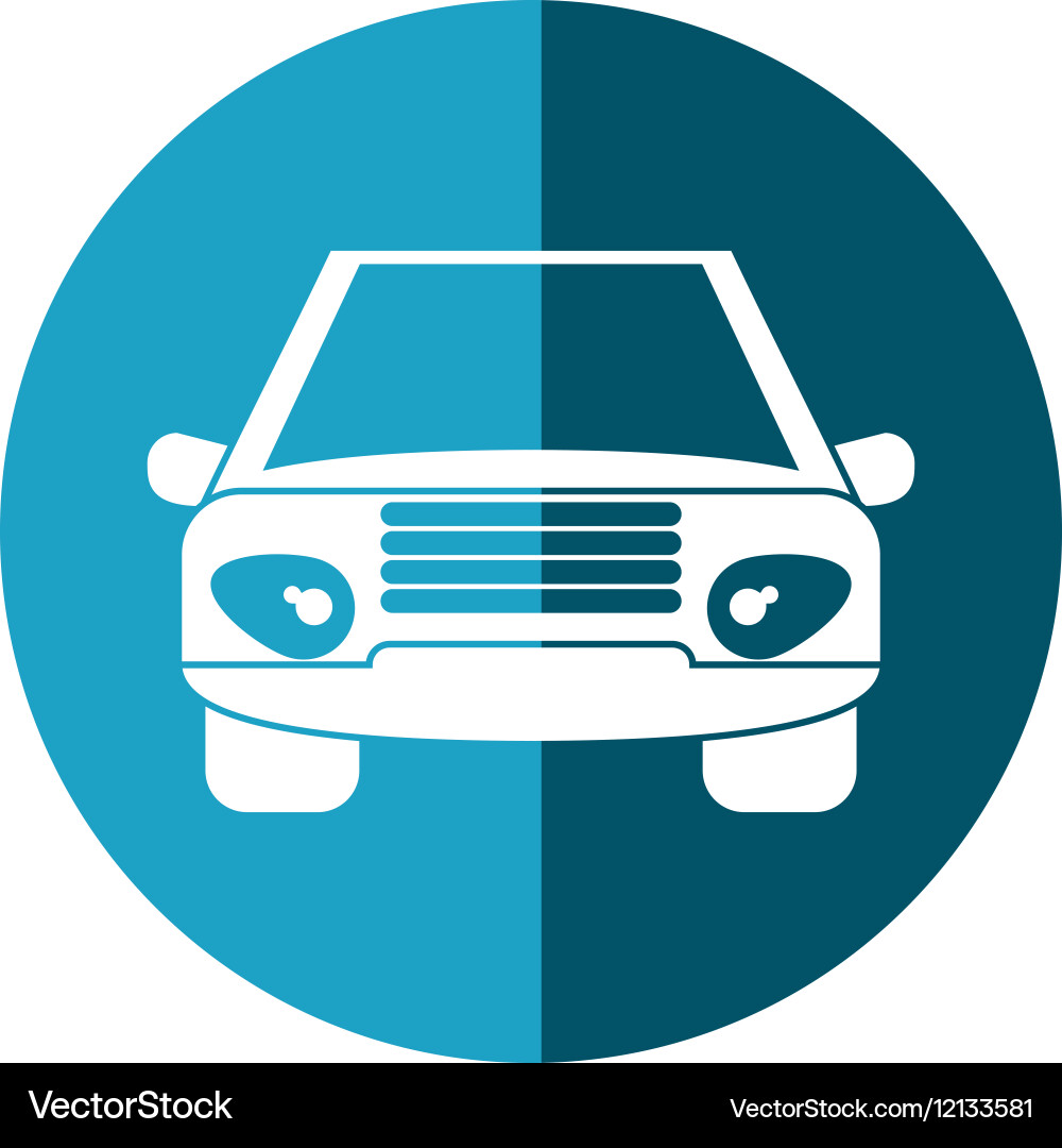Car vehicle transport front view blue circle Vector Image