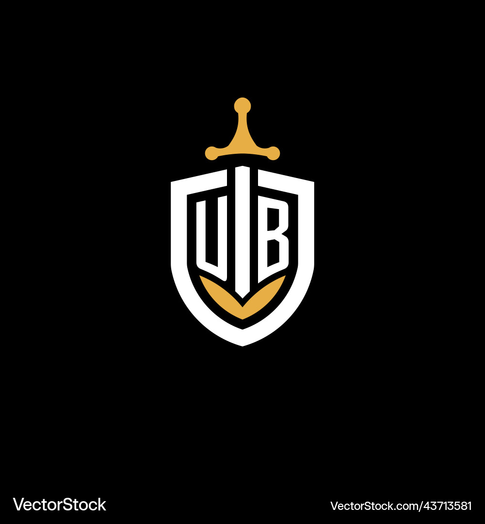 Creative letter ub logo gaming esport with shield Vector Image